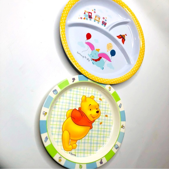 Disney | Toys | Disney Baby Plates Bundle Of 2 Large Sz Dumbo Learning ...